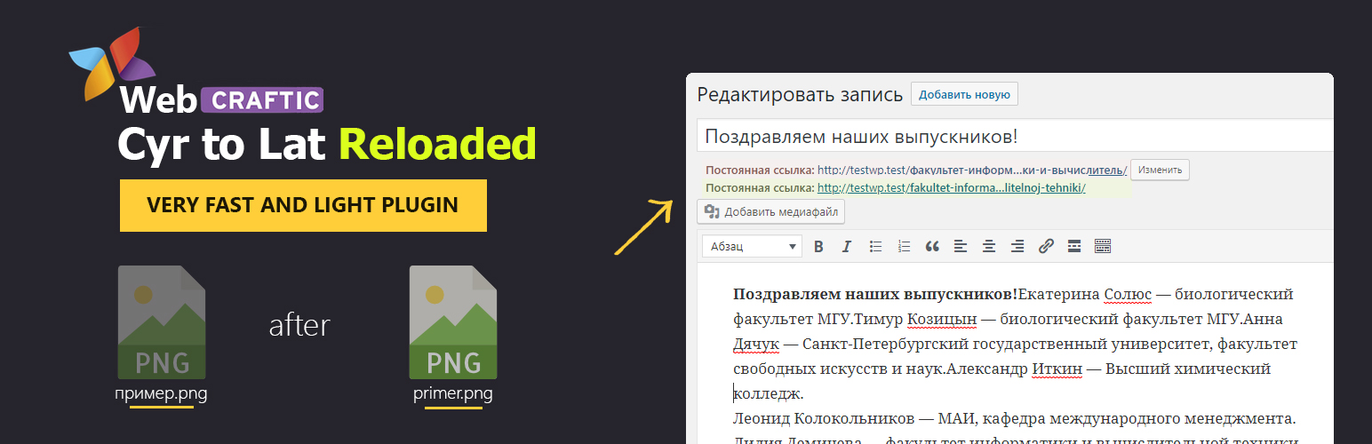 Cyr to Lat reloaded – transliteration of links and file names | PluginPile